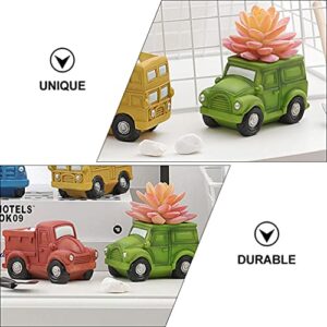 Happyyami 2Pcs Succulent Flower Pot Set Indoor Plant pots Home Decor car Decor Dining Table Decor Indoor Planter Outdoor Statues Car Shaped Flowerpot Succulent Containers Gardening Pots Desk