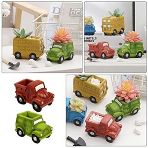 Happyyami 2Pcs Succulent Flower Pot Set Indoor Plant pots Home Decor car Decor Dining Table Decor Indoor Planter Outdoor Statues Car Shaped Flowerpot Succulent Containers Gardening Pots Desk