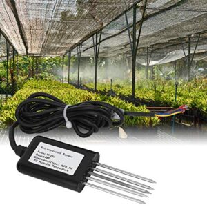 POCREATION RS485 5Pin Soil Sensor, PH NPK Temperature Tester, Humidity EC Sensor, Conductivity Detector Tester, Plastic+Steel+ for Watersaving Irrigation