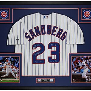 Ryne Sandberg Autographed P/S Cubs Jersey - Beautifully Matted and Framed - Hand Signed By Sandberg and Certified Authentic by Tristar - Includes Certificate of Authenticity