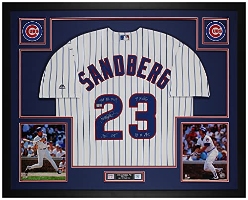 Ryne Sandberg Autographed P/S Cubs Jersey - Beautifully Matted and Framed - Hand Signed By Sandberg and Certified Authentic by Tristar - Includes Certificate of Authenticity