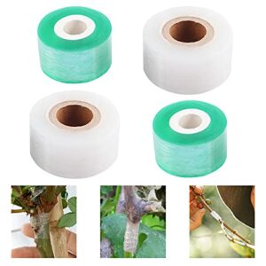 4 rolls garden grafting tape for fruit trees, plants repair tapes, pe grafting film, tree grafting supplies, stretchable clear floristry grafting film for garden tree seedling (2 green 2 white)