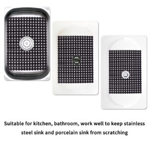 Qulable 2Pack Kitchen Sink Mat for Stainless Steel/Ceramic Sinks, PVC Eco-friendly Protectors for Bottom of Kitchen Sink, Adjustable, Fast Draining, Dots Design, 11.8x15.7 (Black)