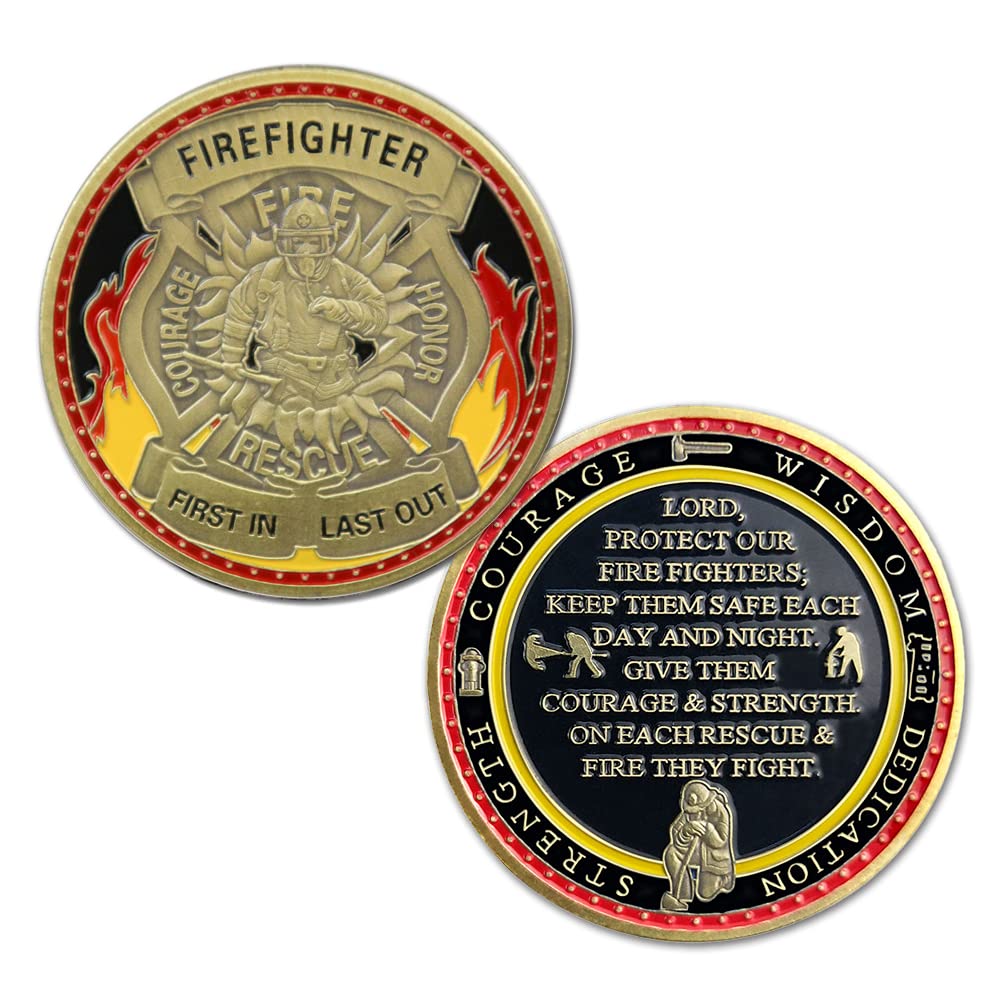 BHealthLife Firefighters Prayer Challenge Coin Fireman Rescue Department-First in Last Out