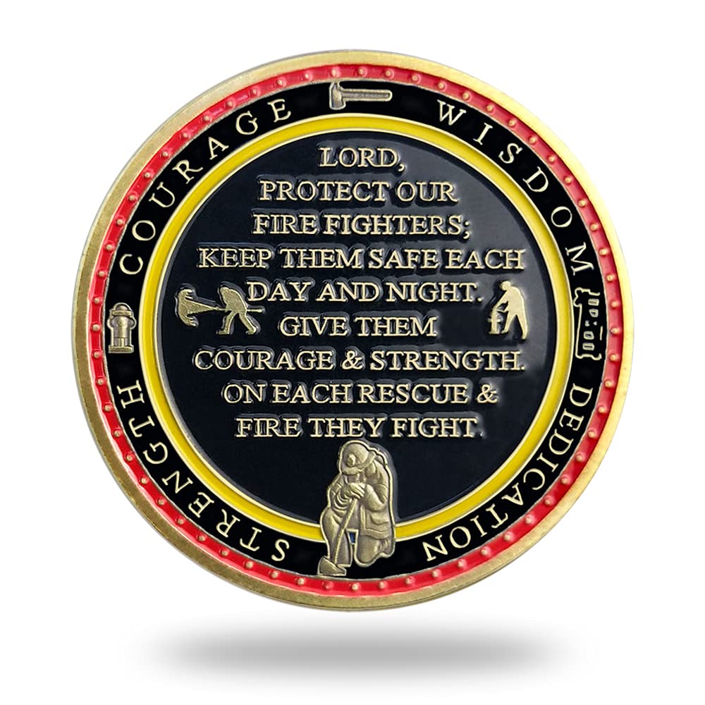 BHealthLife Firefighters Prayer Challenge Coin Fireman Rescue Department-First in Last Out