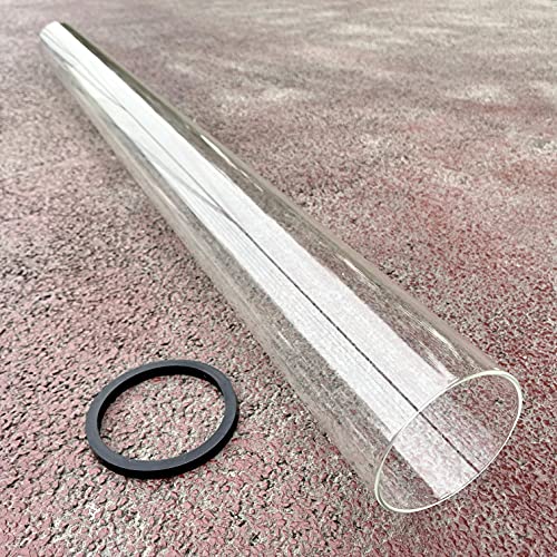 Unicoshape Patio Heater Replacement Quartz Glass Tube 51.2" Tall ø4 in Diameter with Support Rubber Ring, Fits 3-Sided Pyramid Heaters, Outdoor Propane Heaters Parts, Table Top Replacement