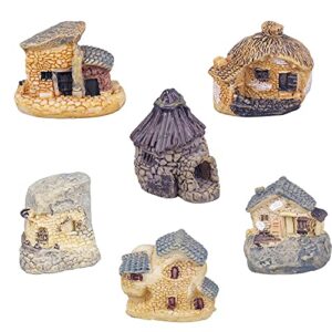 dong huang 6pcs miniature fairy garden house accessories, mini fairy stone cottage tiny house, for garden & patio micro landscape yard potted plant bonsai terrarium decoration