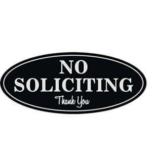 No-Soliciting Sign for House Signs for Home - Premium No Soliciting Thank You Sign for House, Durable UV and Weather Resistant 2.8" x 7", Black with White Letters (1)