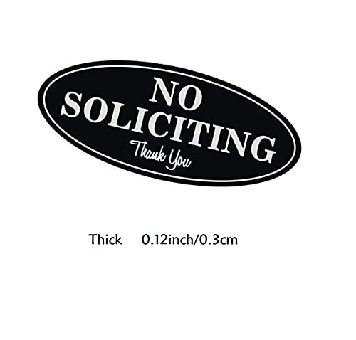 No-Soliciting Sign for House Signs for Home - Premium No Soliciting Thank You Sign for House, Durable UV and Weather Resistant 2.8" x 7", Black with White Letters (1)