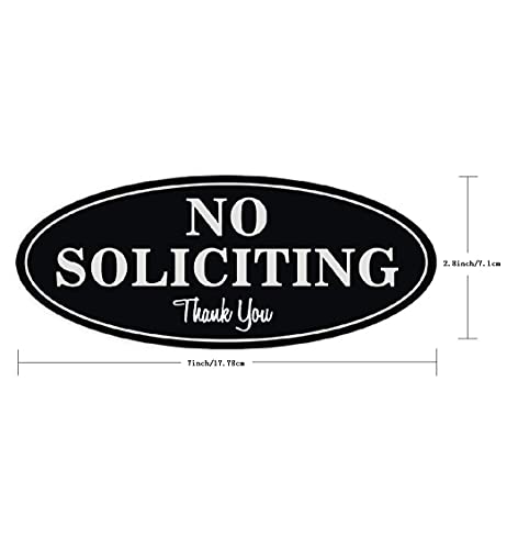 No-Soliciting Sign for House Signs for Home - Premium No Soliciting Thank You Sign for House, Durable UV and Weather Resistant 2.8" x 7", Black with White Letters (1)