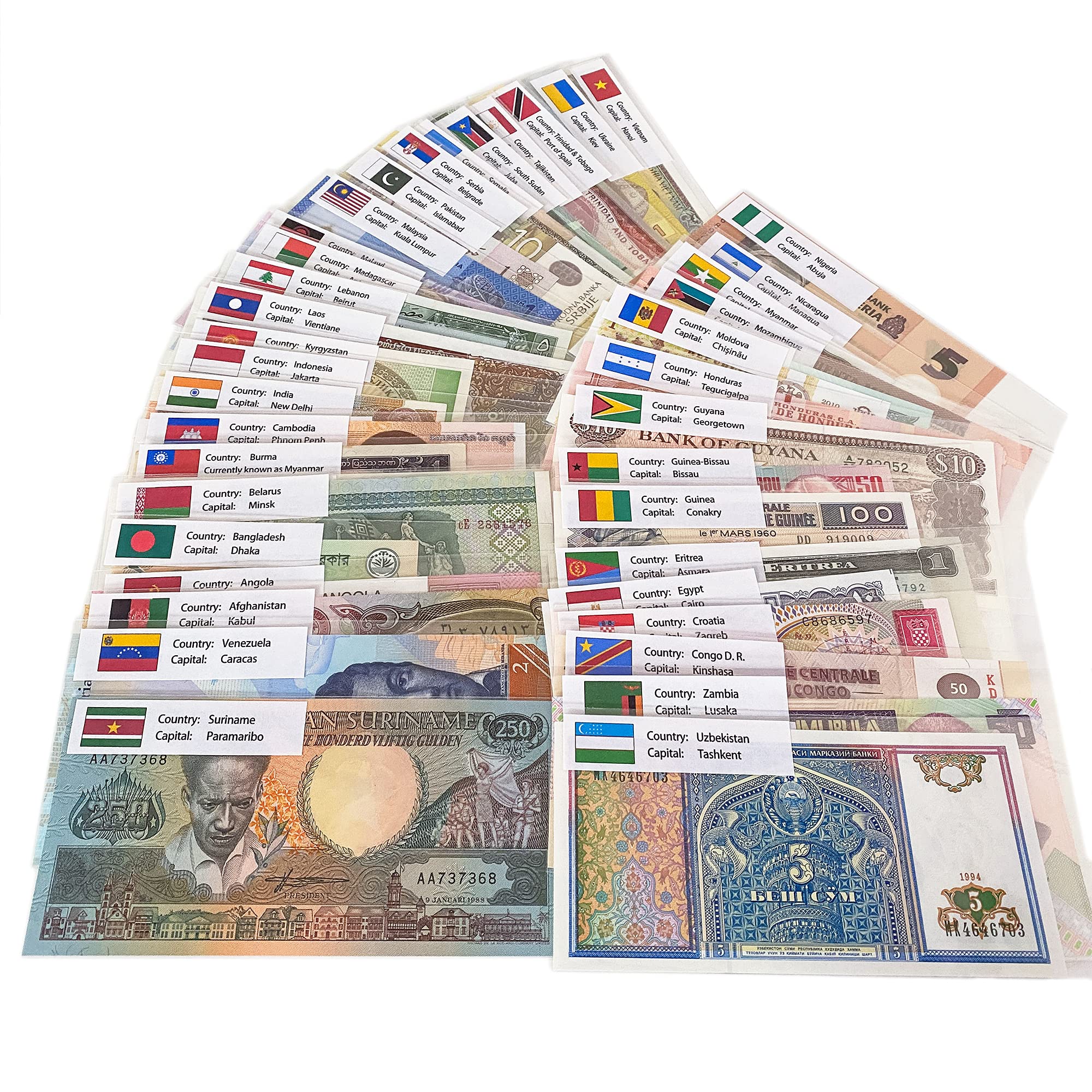 BNCollectibles 50 World Banknotes from 50 Countries – Nice Variety, Expand Your Currency Collection – Authentic, Uncirculated, Suitable for Collectors