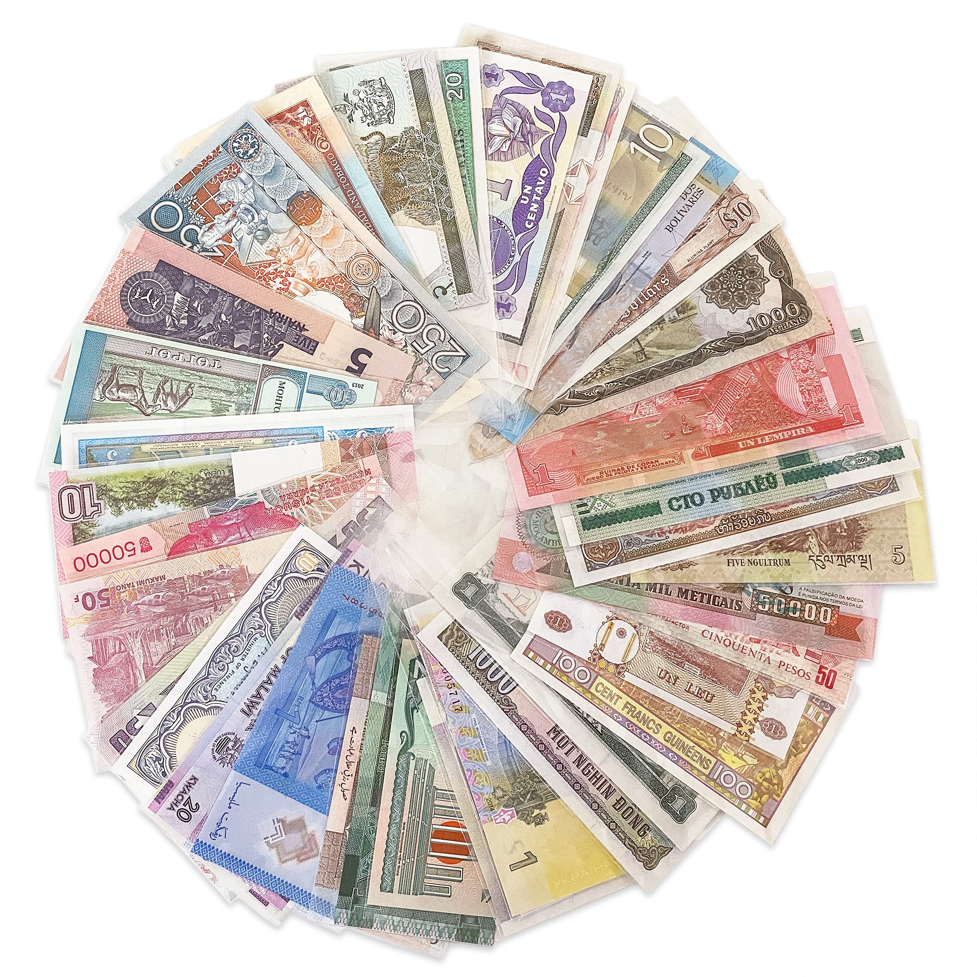 BNCollectibles 50 World Banknotes from 50 Countries – Nice Variety, Expand Your Currency Collection – Authentic, Uncirculated, Suitable for Collectors