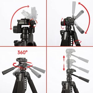 Adjustable Laser Level Tripod with 3 Direction Ball Head, Laser Level Tripod with Quick Release Plate with 1/4" Screw & 5/8'' Adapter with Bubble Level Multiusing Hook