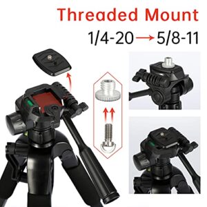 Adjustable Laser Level Tripod with 3 Direction Ball Head, Laser Level Tripod with Quick Release Plate with 1/4" Screw & 5/8'' Adapter with Bubble Level Multiusing Hook