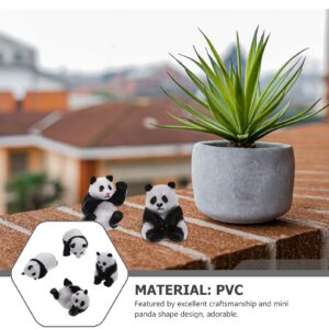 8pcs Panda Doll Decoration Animals Resin Statue Desk Topper Mini Model Tabletop Statue Desktop Decor Decoraciones Para Salas De Casa Micro Landscape Decor Pvc Succulents Container