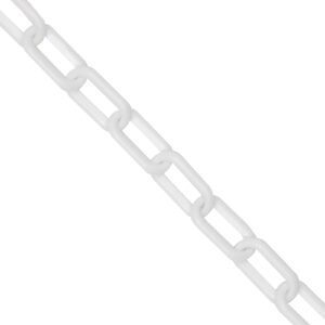 100 Foot White Plastic Chain Safety Barrier for Crowd Control, Queue Line, Concerts, Parking (1.5-Inch Links)