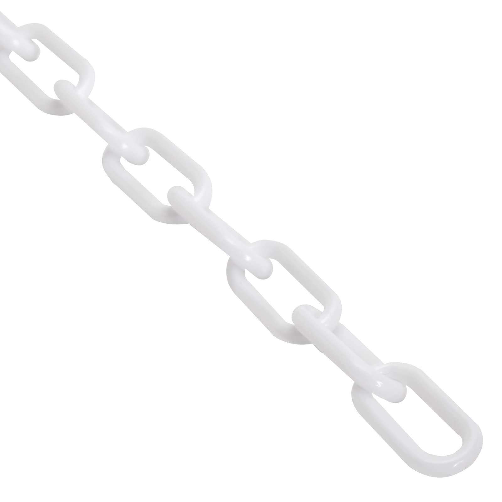 100 Foot White Plastic Chain Safety Barrier for Crowd Control, Queue Line, Concerts, Parking (1.5-Inch Links)