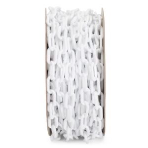 100 Foot White Plastic Chain Safety Barrier for Crowd Control, Queue Line, Concerts, Parking (1.5-Inch Links)