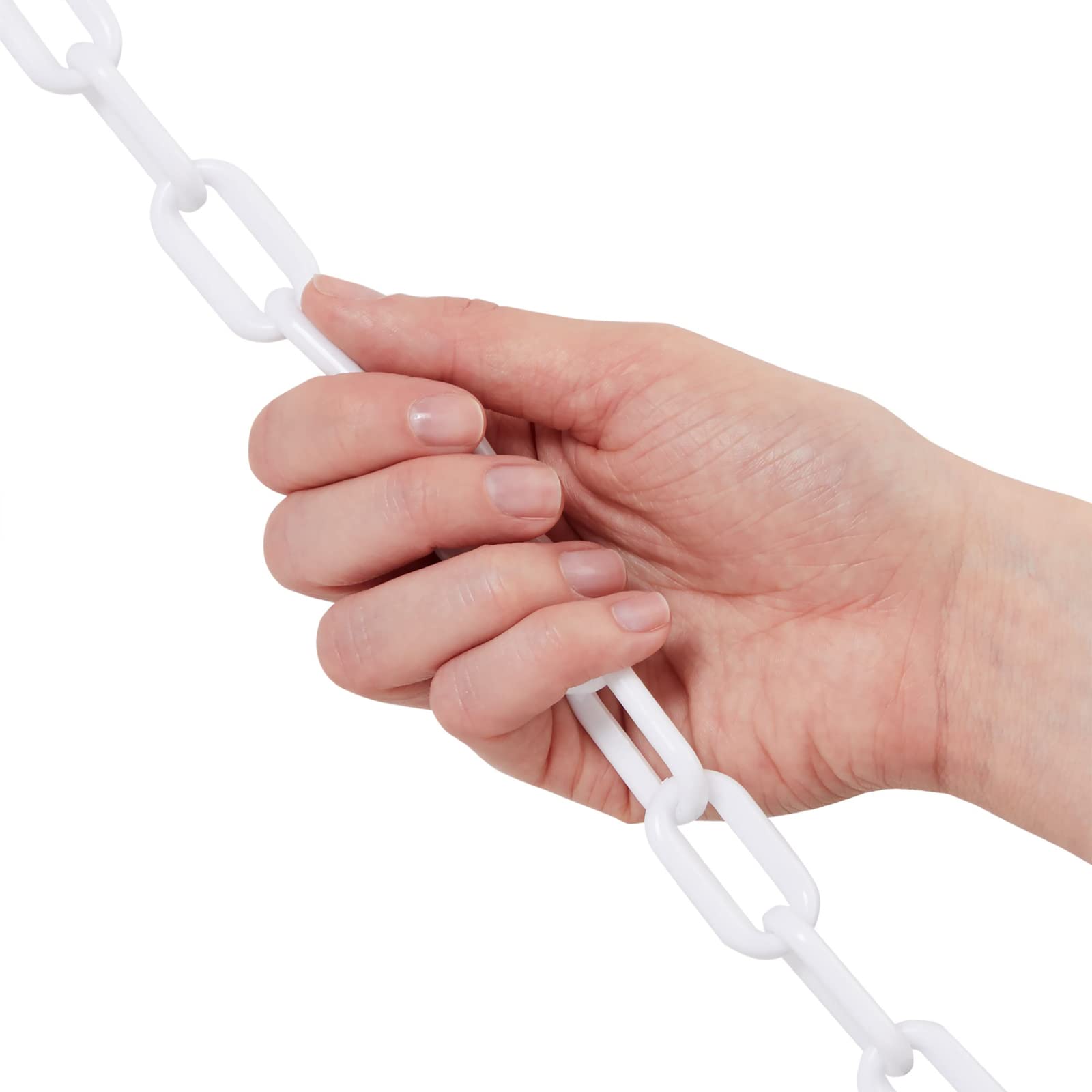 100 Foot White Plastic Chain Safety Barrier for Crowd Control, Queue Line, Concerts, Parking (1.5-Inch Links)