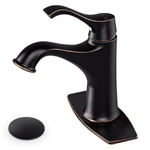 hgn bathroom faucet oil rubbed bronze bathroom sink faucet farmhouse spout lavatory vanity deck mount single handle 1 hole matching pop up drain stopper supply lines hose