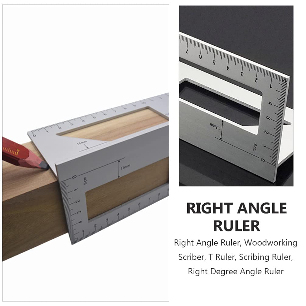 Healifty T Square Ruler Saddle Layout Square Gauge Woodworking Scribing Ruler 3D Mitre Angle 45/90 Degree Square Measuring Template Tool Aluminum Alloy Ruler for Carpenter T Square