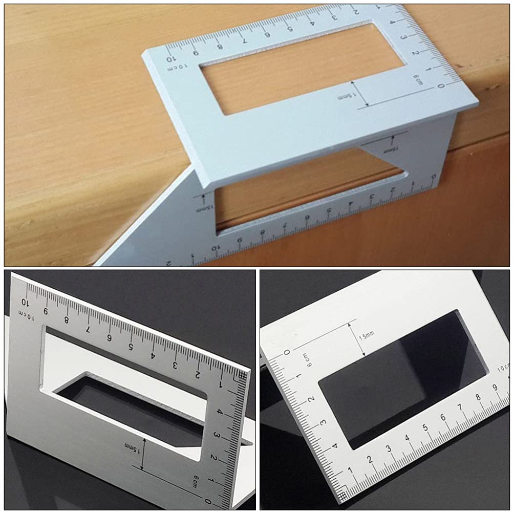 Healifty T Square Ruler Saddle Layout Square Gauge Woodworking Scribing Ruler 3D Mitre Angle 45/90 Degree Square Measuring Template Tool Aluminum Alloy Ruler for Carpenter T Square