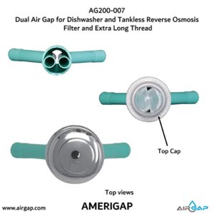 Dual Air Gap for Dishwasher and Tankless Reverse Osmosis Filter with Extra Long Thread (AG200-007 AMERIGAP)