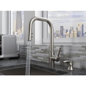 Pfister Zanna Touchless Kitchen Faucet with Pull Down Sprayer and Soap Dispenser, Single Handle, High Arc, Spot Defense Stainless Steel Finish, F529EZN3GS