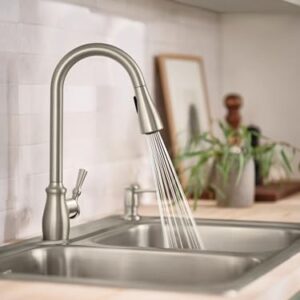 Moen Lainie Stainless Dual-Mount 22-Inch x 33-Inch Stainless Steel Kitchen Sink with Pulldown Kitchen Faucet and Soap Dispenser, All-in-One Kit, 21689