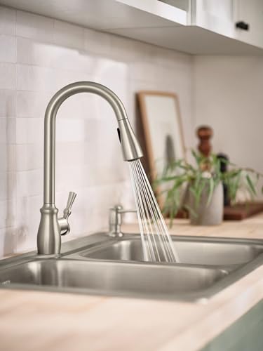 Moen Lainie Stainless Dual-Mount 22-Inch x 33-Inch Stainless Steel Kitchen Sink with Pulldown Kitchen Faucet and Soap Dispenser, All-in-One Kit, 21689