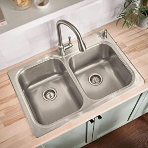 Moen Lainie Stainless Dual-Mount 22-Inch x 33-Inch Stainless Steel Kitchen Sink with Pulldown Kitchen Faucet and Soap Dispenser, All-in-One Kit, 21689