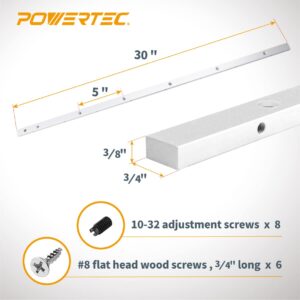 POWERTEC 71144-P2 30-Inch Miter Bar for any Standard 3/4" x 3/8" Miter Slot, Crosscut Sled for Table Saw, Router Table, Band Saw, 2PK