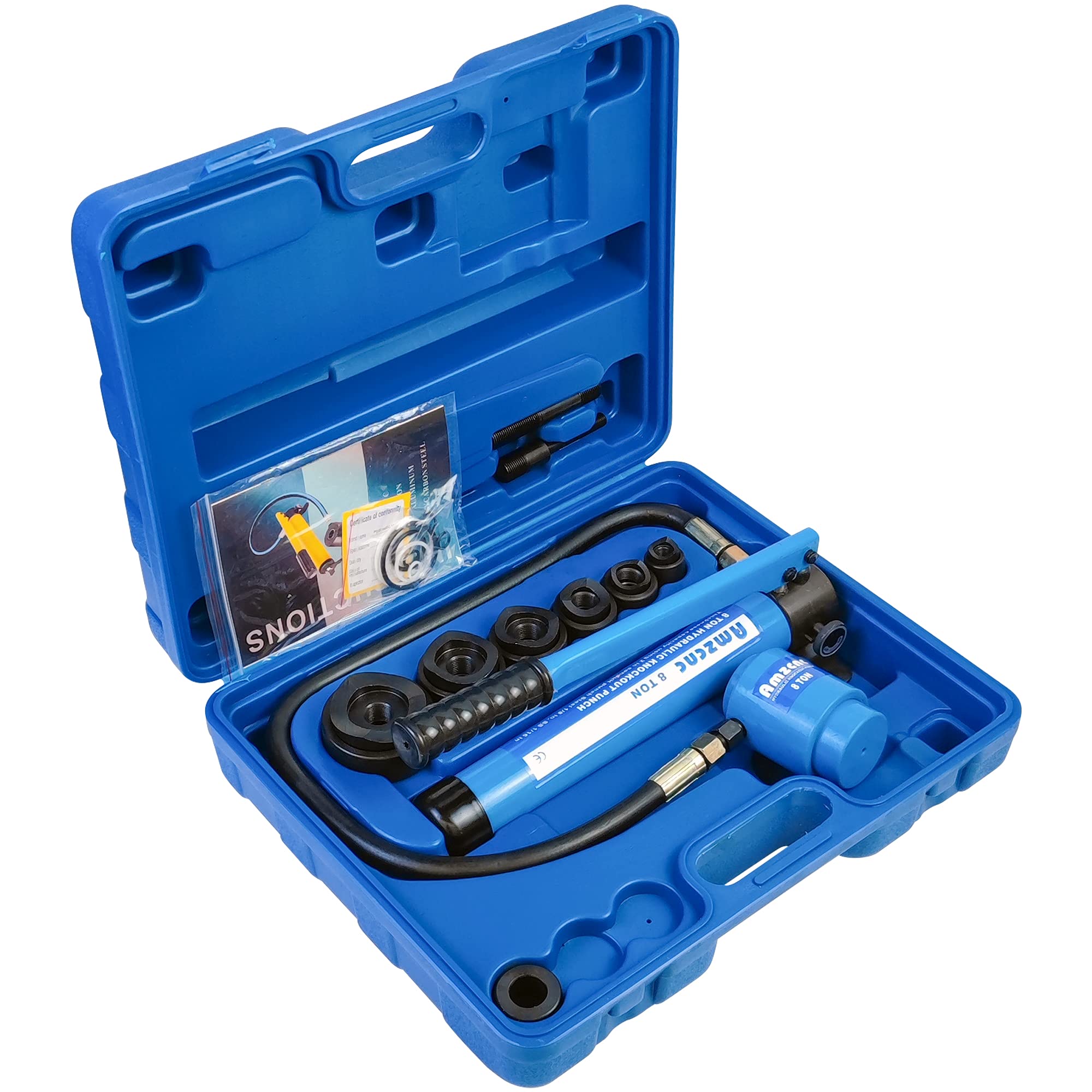 AMZCNC Hydraulic Knockout Punch Electrical Conduit Hole Cutter Set KO Tool Kit 1/2 to 2 inch (8T(1/2"-2")), Alloy Steel