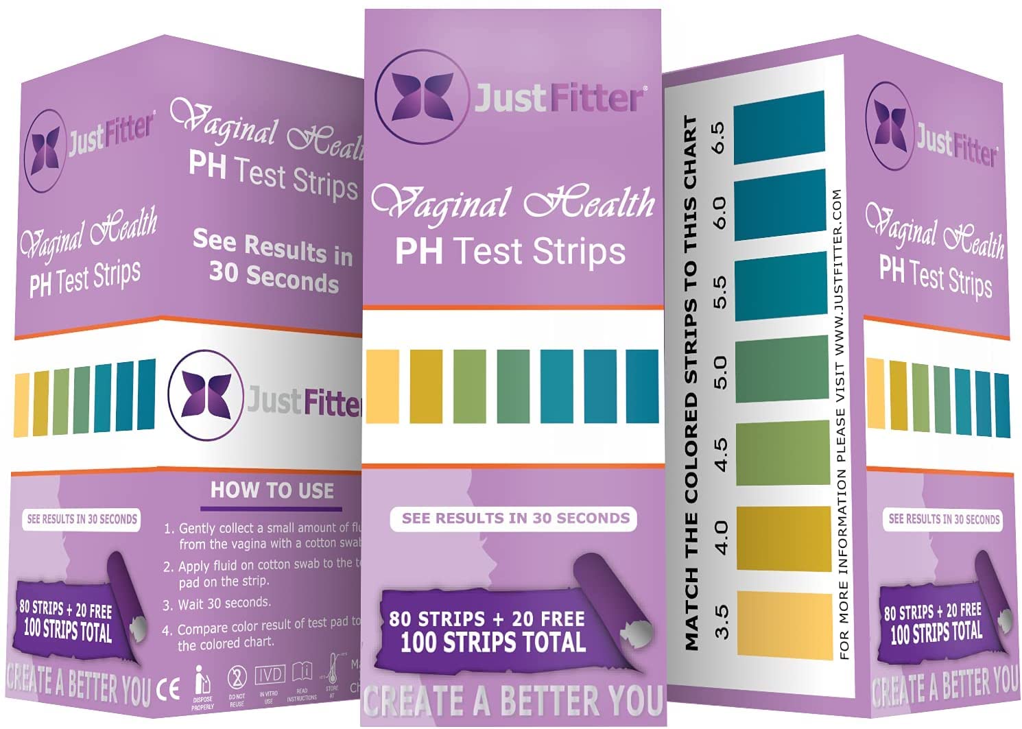 Just Fitter Vaginal pH Test. pH Balance Test Strips for Women. This Vaginal pH Test Helps Detect BV Bacterial Vaginosis or Vaginal Infection. Feminine pH Test Strip, a Must Have for Womens pH Balance