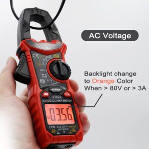 AC/DC Digital Clamp Meter T-RMS 6000 Counts, Multimeter Voltage Tester Auto-ranging, NCV AC DC Current Voltage Resistance Capacitance Frequency Diode Temperature Measure Tester HT206D