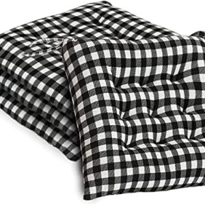 AKSTRN Black and White Plaid, Set of 4 Buffalo-Checked Chair Pads for DiningKitchen Chairs Seat Cushions for Outdoor Patio with Ties, 16 x 16 Inches Chair Cushion, 4 Pack