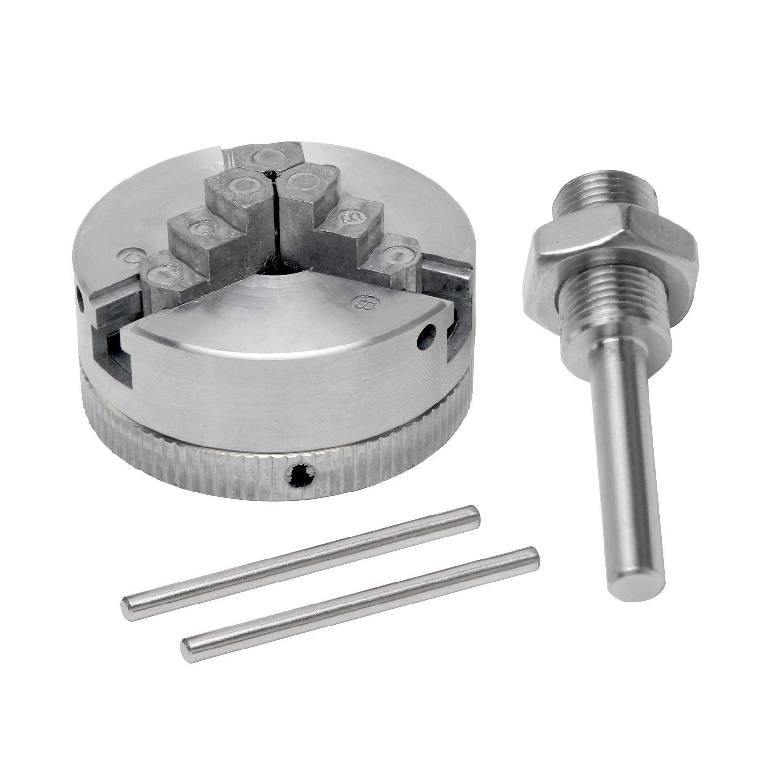 Mini Lathe Chuck Set, 3/4 Jaw Mini Lathe Chuck Self Centering Lathe Chuck Connecting Rod Zinc Alloy Z011 Extension Three Four Jaw Chuck and Connecting Rod Set, Electric Drill Chuck(size:Type B)