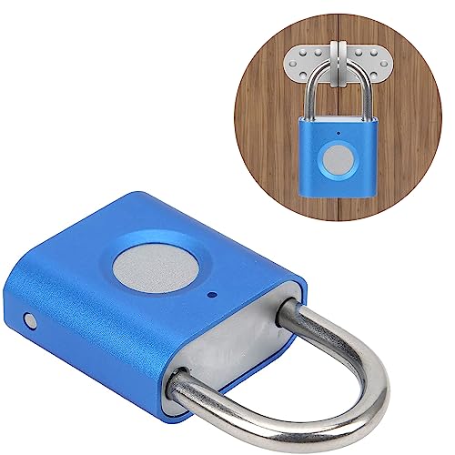 Smart Padlock Locker Lock: 2-Pack Blue & Red - Mini Fingerprint Padlock eLinkSmart Gym Lock with Colourful Metal 20 Fingerprints Keyless fits School Bag Luggage Toolbox Gym Locker