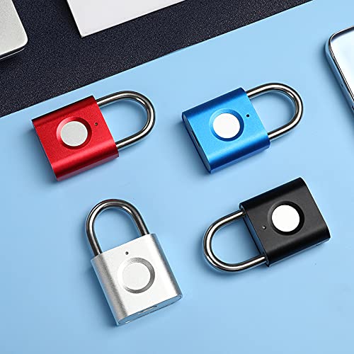 Smart Padlock Locker Lock: 2-Pack Blue & Red - Mini Fingerprint Padlock eLinkSmart Gym Lock with Colourful Metal 20 Fingerprints Keyless fits School Bag Luggage Toolbox Gym Locker