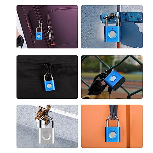 Smart Padlock Locker Lock: 2-Pack Blue & Red - Mini Fingerprint Padlock eLinkSmart Gym Lock with Colourful Metal 20 Fingerprints Keyless fits School Bag Luggage Toolbox Gym Locker