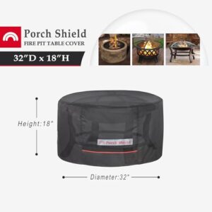 Porch Shield UV-Resistant Patio Fire Pit Cover - Waterproof Round 32 inch Outdoor Fire Bowl Cover, Black