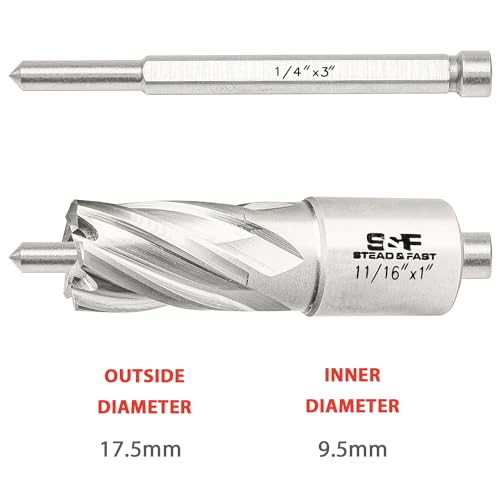 S&F STEAD & FAST Annular Cutter, 11/16" Cutting Diameter x 1" Depth of Cut for Magnetic Drill Press, Mag Drill Bit with Pilot Pin