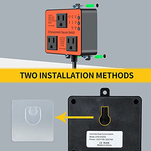 Automatic Vacuum Switch, Ortis Dust Control Autoswitch for More Power Tools, Delay Vacuum On/Off to Prevent Circuit Overload and Tripping, Adjustable Actuation Threshold