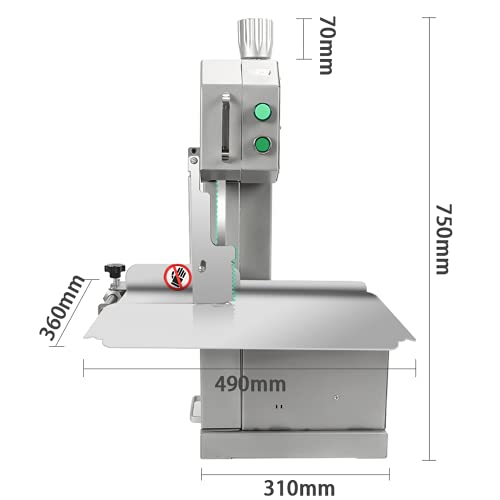 850W Commercial Meat Saw Bone Cutter 19.1"x14.2" Workbench for Butchering, 110V 1.2HP Butcher Bandsaw Electric Frozen Meat Cutting Machine with 6 Sawing Blade