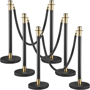 vevor crowd control stanchion 6pcs, velvet ropes and posts, black velvet rope, stanchion post crowd control barriers silver stanchions, red carpet poles, crowd control ropes and poles for party