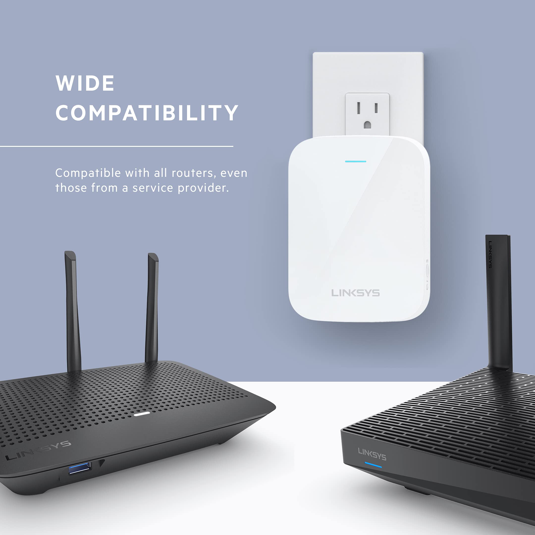 Linksys WiFi Extender, WiFi 6 Range Booster, Dual-Band Booster, Internet Repeater, 2,000 Sq. ft Coverage, Speeds up to (AX1800) 1.8Gbps - RE7310