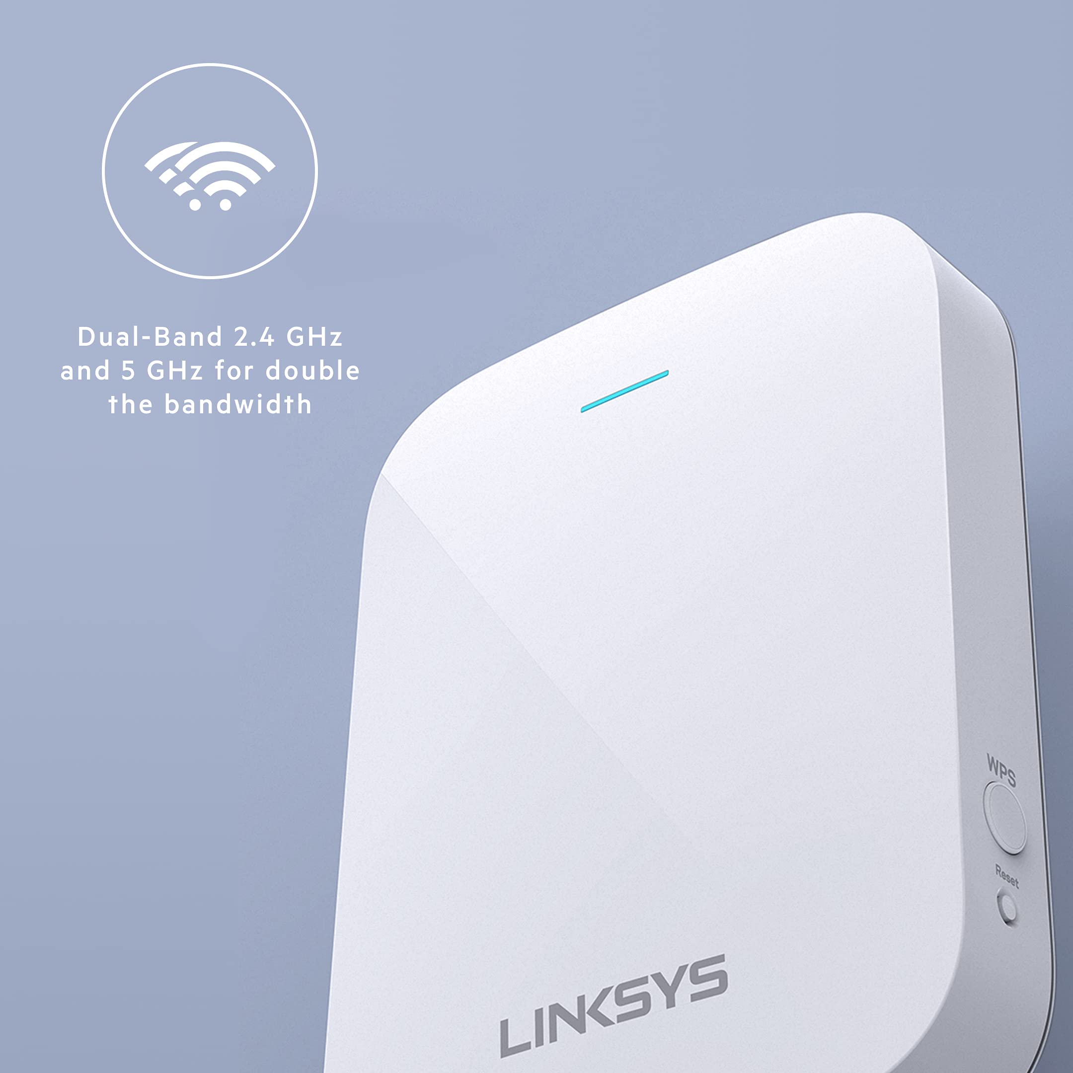 Linksys WiFi Extender, WiFi 6 Range Booster, Dual-Band Booster, Internet Repeater, 2,000 Sq. ft Coverage, Speeds up to (AX1800) 1.8Gbps - RE7310