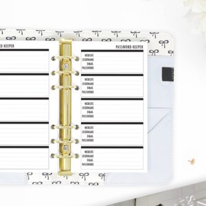 Personal size Password Keeper Planner Refill, Fits 6-Ring Binders - Filofax, LV MM, Kate Spade, 30 Sheets