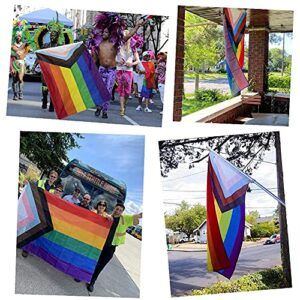 Progress Pride Rainbow Flag 3x5 Outdoor-Vivid Color Bisexual LGBTQ Community Banner Non Binary Transgender Inlcusive Gay Pride Lesbian Flags