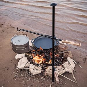 Adjustable Swivel Campfire Grill Heavy Duty BBQ Steel Grate, HZGAMER Over Fire Pit Camping Grill for Outdoor Barbecue Over Open Fire